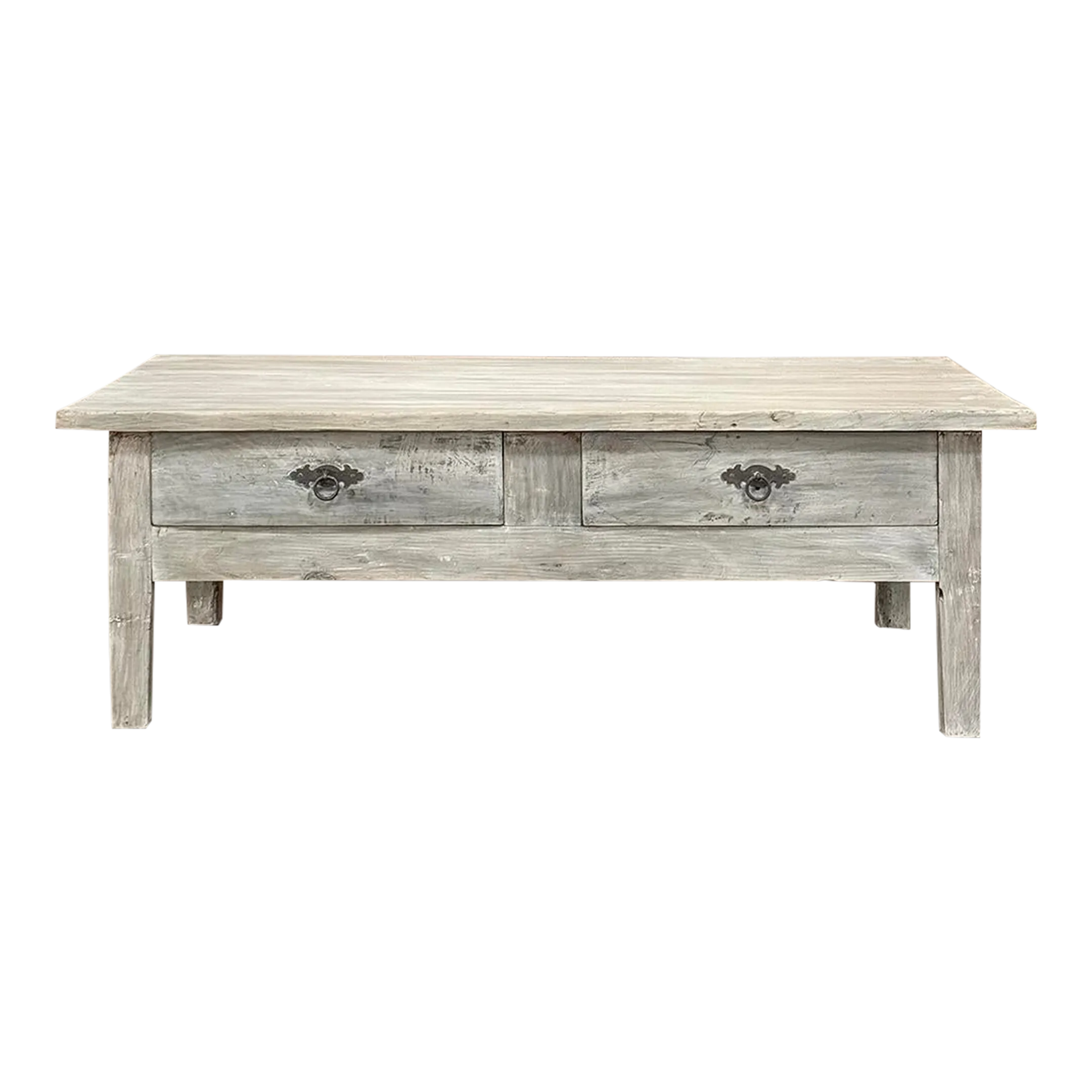 Antique Rustic Whitewashed Sycamore Coffee Table | Chairish