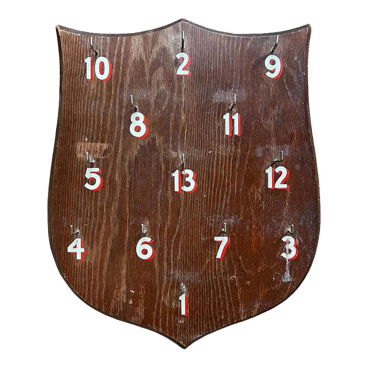 Vintage Wood Shield Key Ring or Ring Toss Game With Hooks After ...