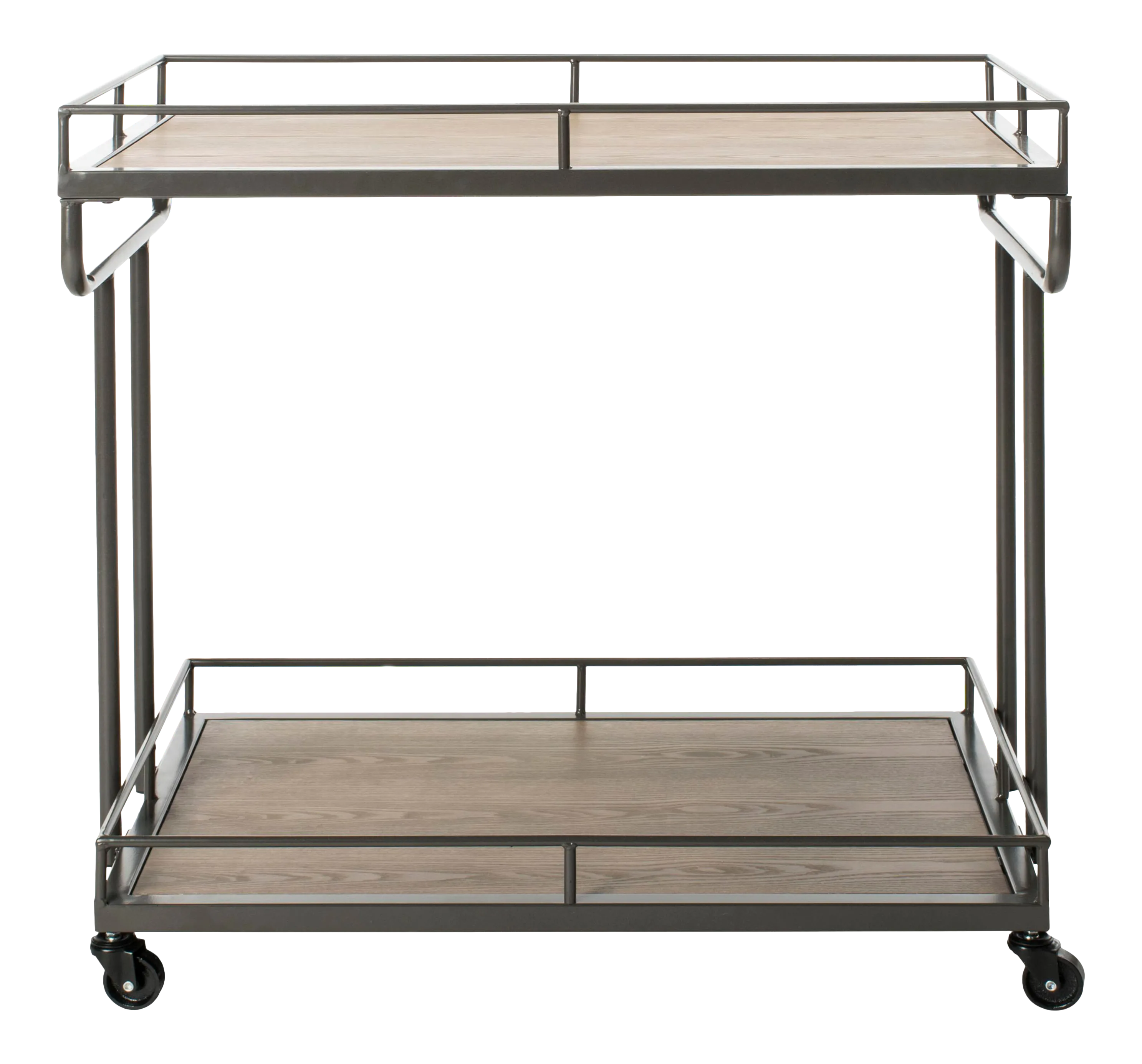 2 Tier angle Bar Cart, Rustic Oak & Gun Metal | Chairish