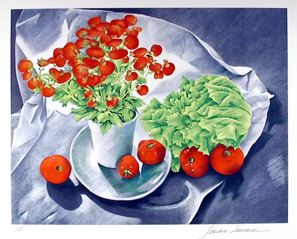 Lawrence, "Plant, Lettuce, Tomatoes," Lithograph | Chairish