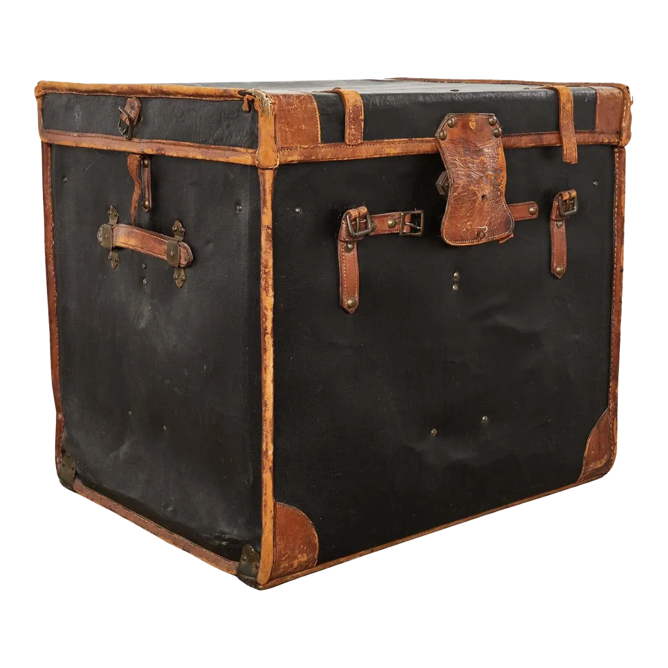 19th Century Rattan Leather Covered Steamer Carriage Trunk by Mendel ...