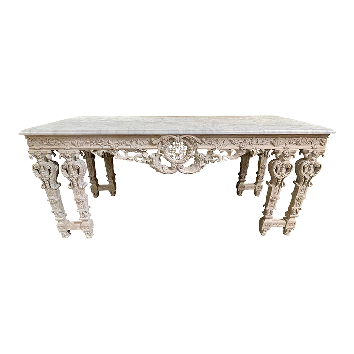 19th Century English Neoclassical Carved & White Washed Mahogany ...
