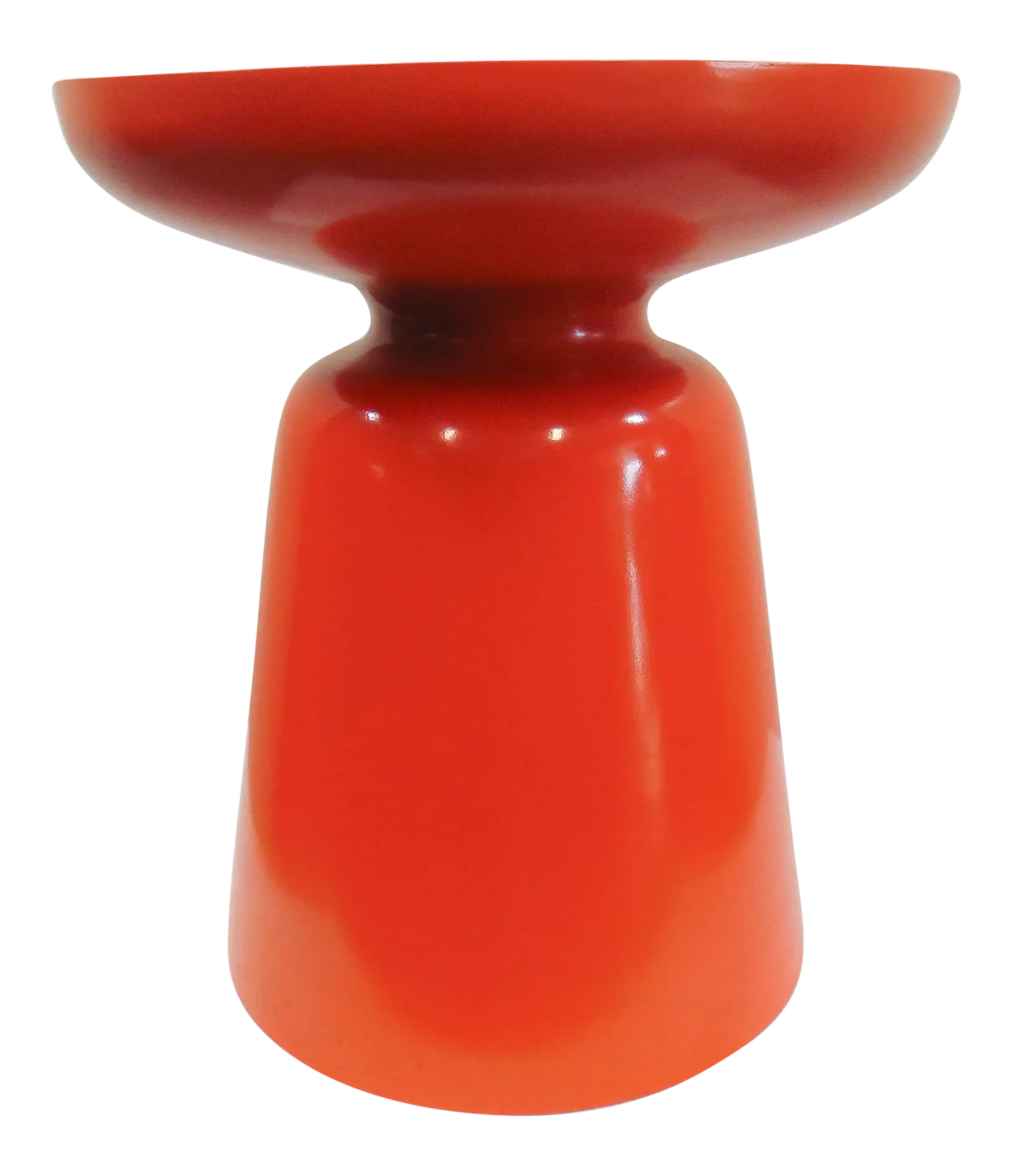 Mid-Century Modern Aluminum Orange Stool | Chairish