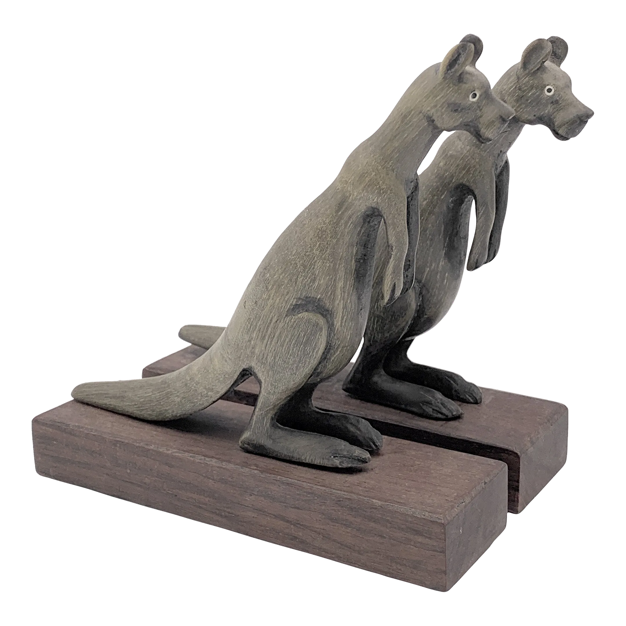 1960s Hand Carved Wood Kangaroo Bookends | Chairish