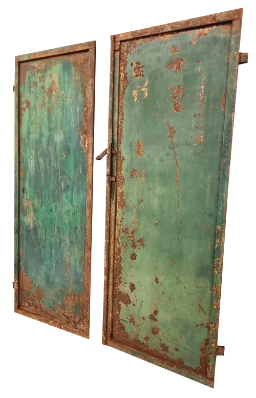 Antique Iron Doors in Green, 1890s, Set of 2 | Chairish