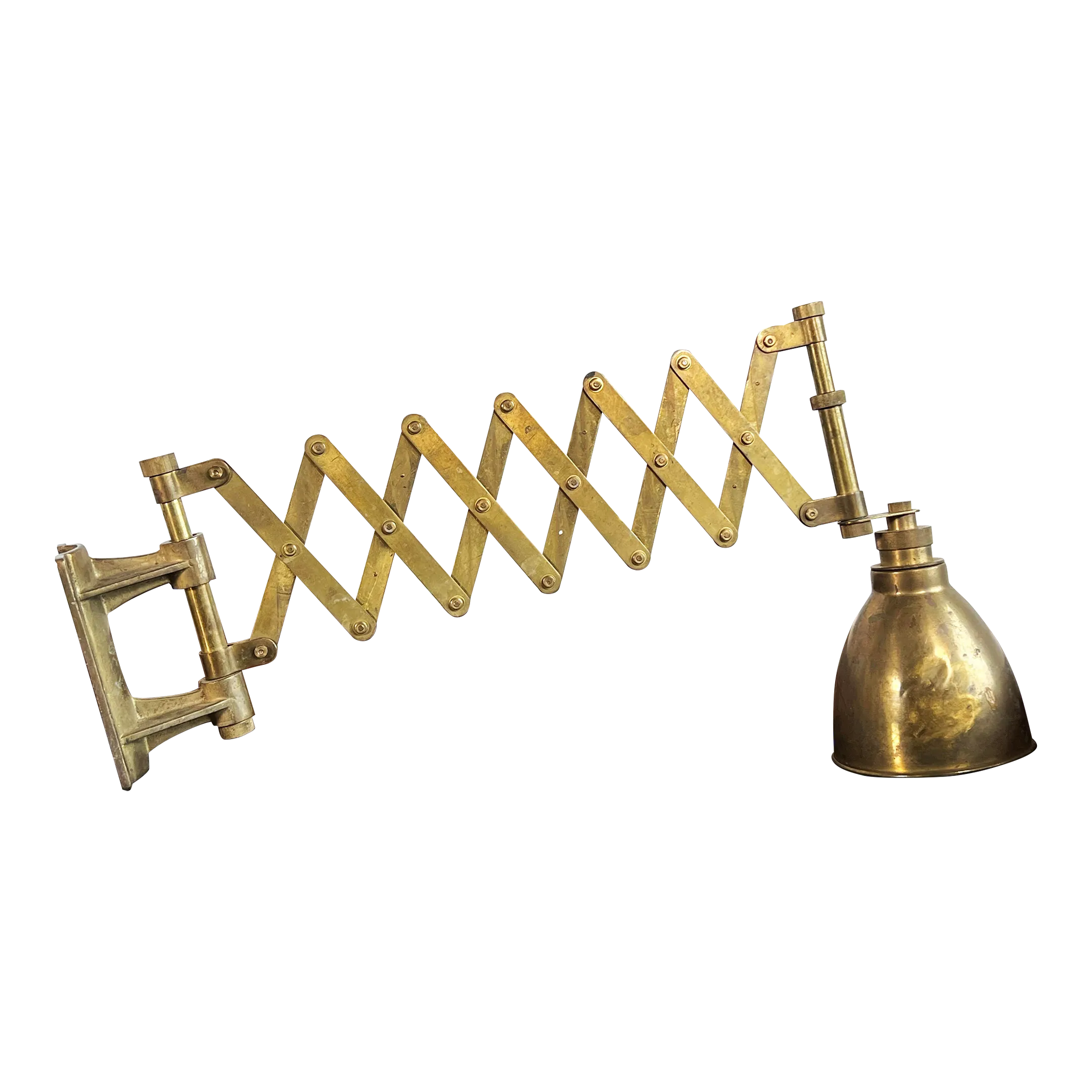 Vintage Industrial Chic C.1930's Brass Scissor Wall Mounted Lamp | Chairish