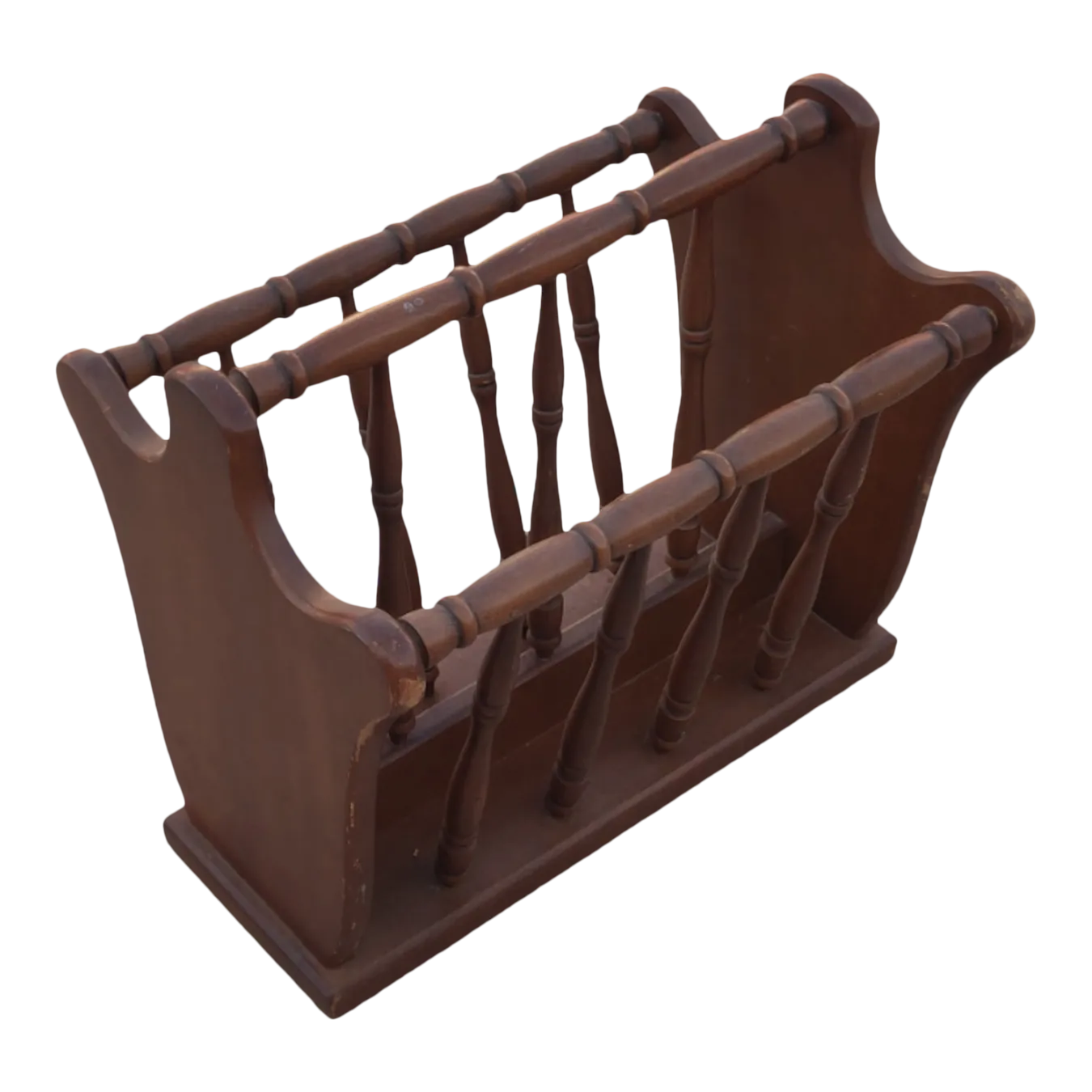 Vintage Turned Wood Colonial Style Espresso Stained Magazine Rack With ...