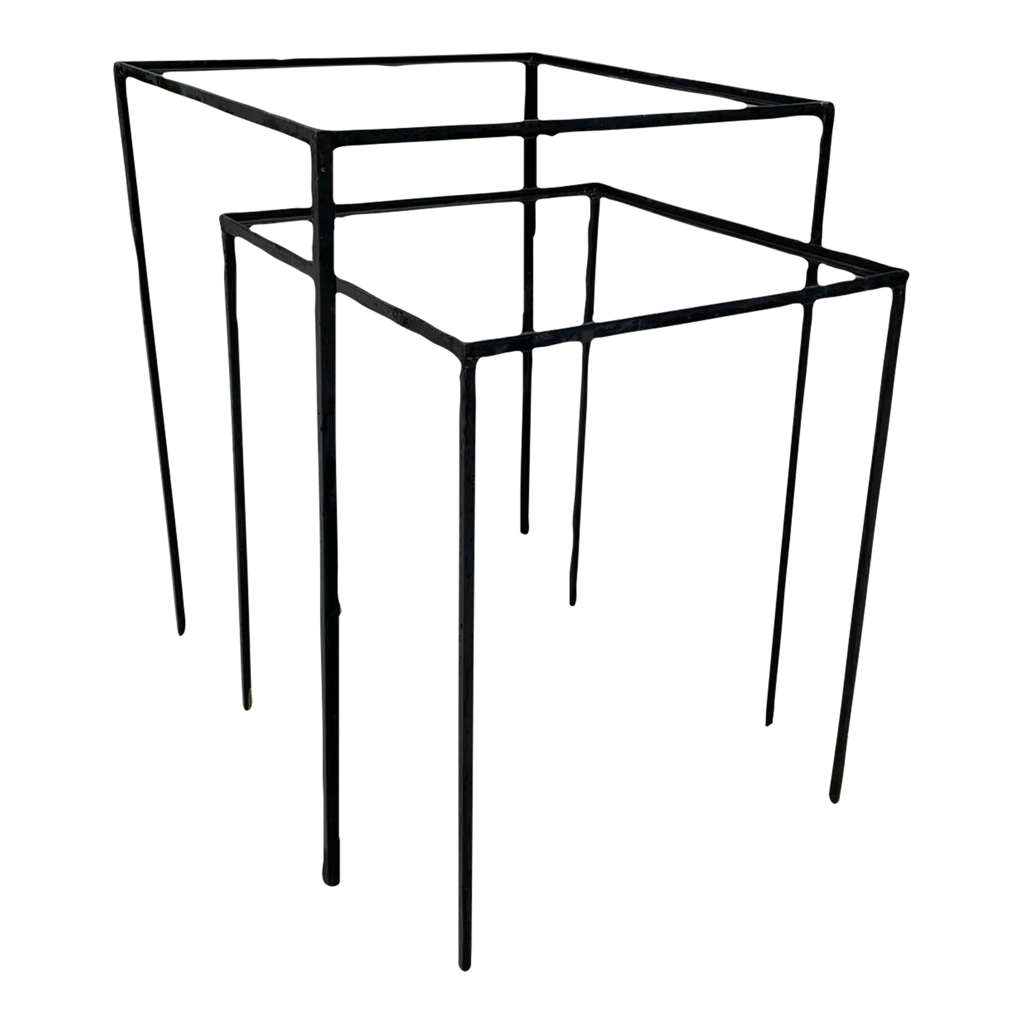 Mid Century Thin Line Iron Nesting Table Bases-Set of Two | Chairish