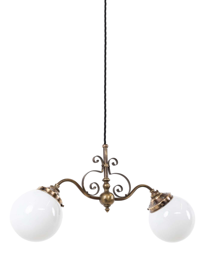 Two-Branch Brass Electrolier Pendant Light, 1920s | Chairish