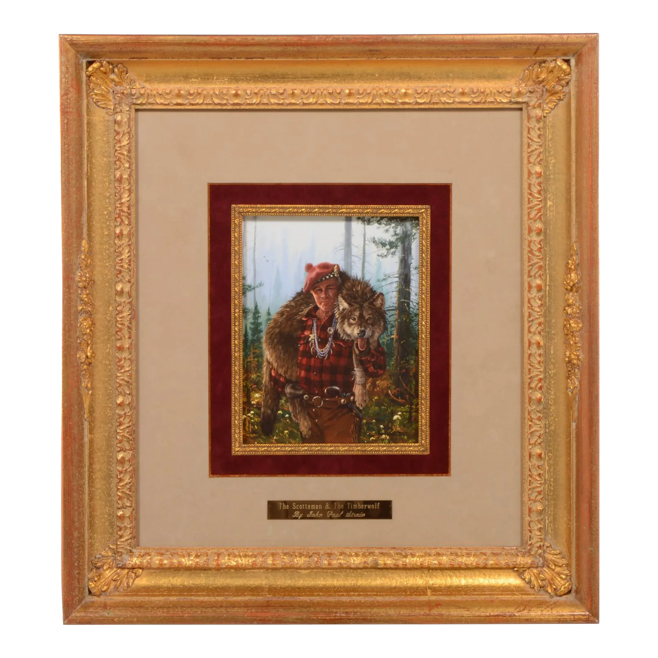 1990s Scotsman and the Timberwolf Painting by John Paul Strain, Framed ...