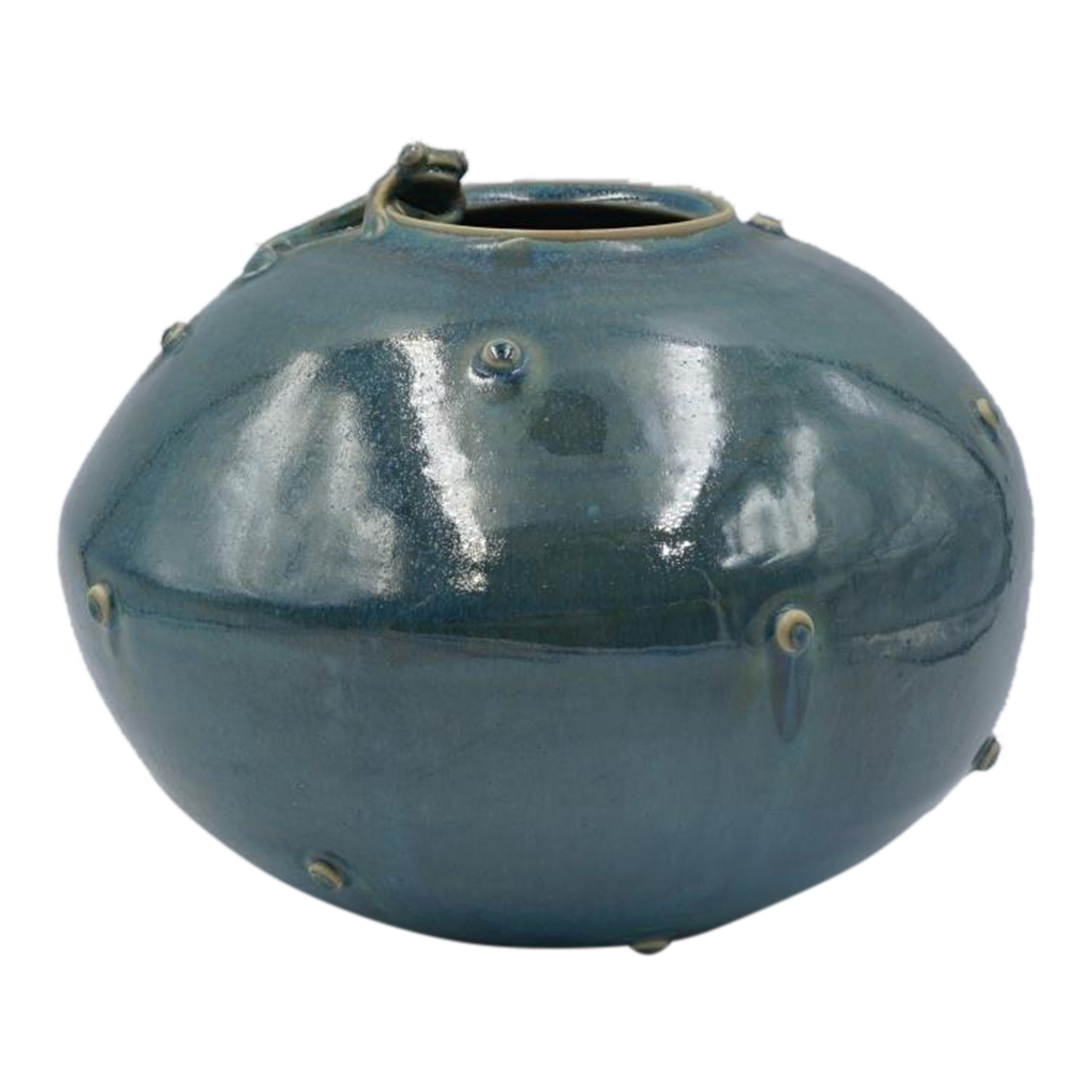 V Chin Blue Teal Lustre Porcelain Vase Vorakit Chinookoswong Frog ...