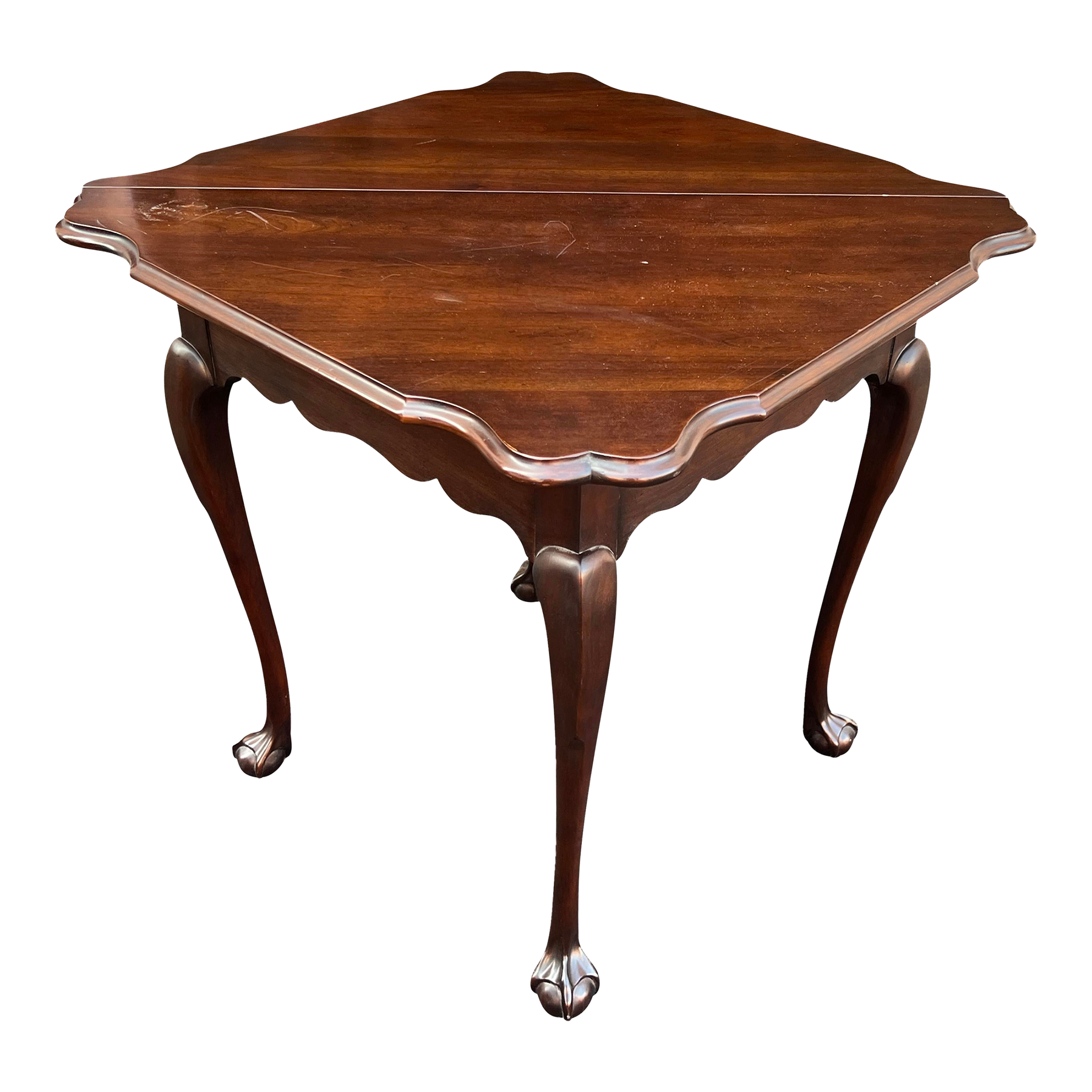 Late 20th Century Handkerchief Folding Drop Leaf Mahogany Table Ball ...