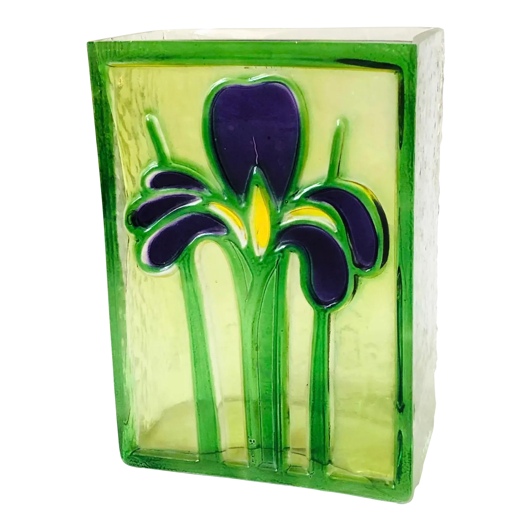 Romanian Glass Iris Vase | Chairish