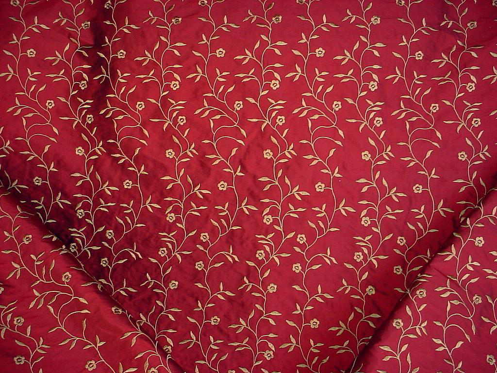 Boho Chic Kravet Couture 26807 Ruby Red Gold Embroidered Silk ...