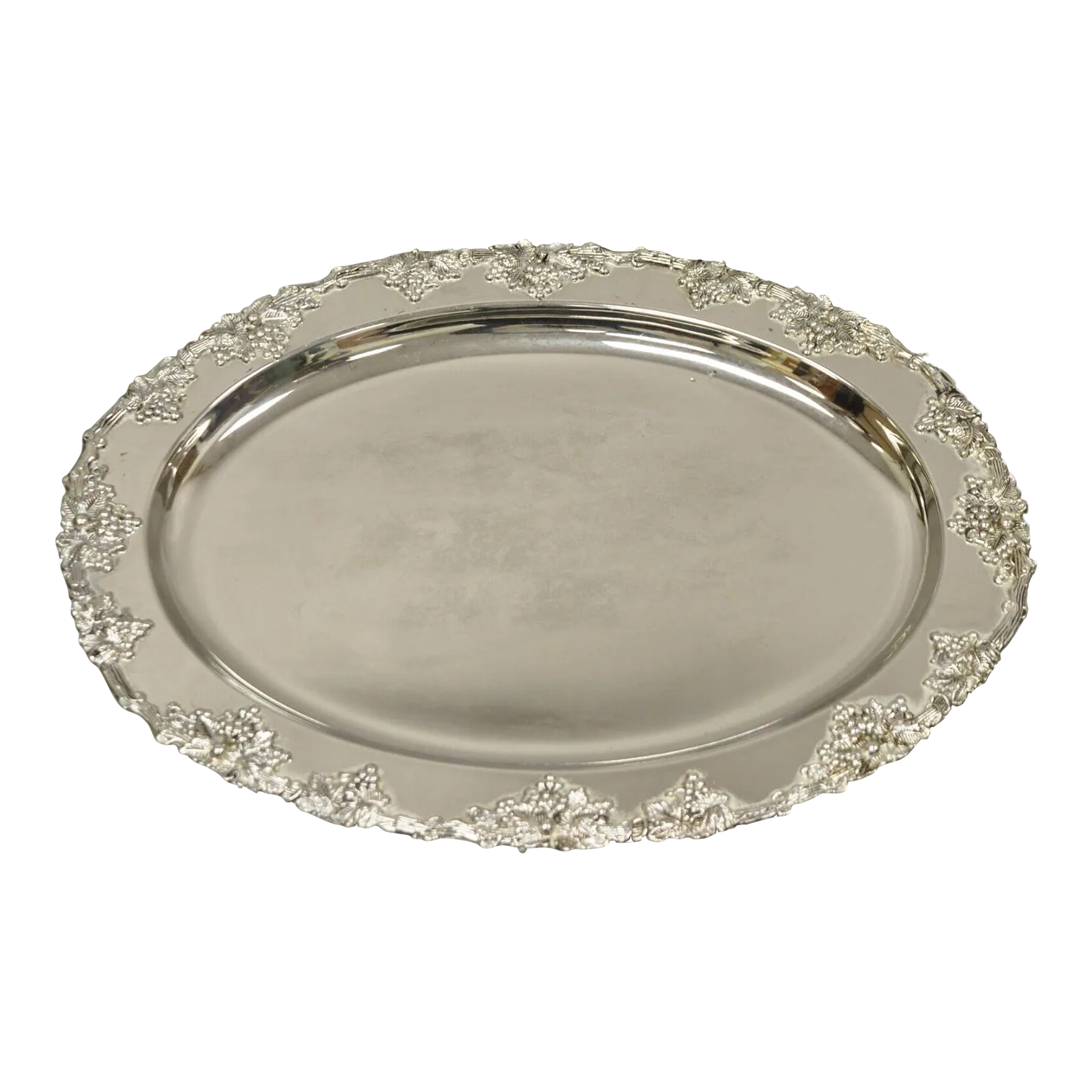 Vintage Godinger Victorian Style Silver Plated Grape Cluster Oval ...