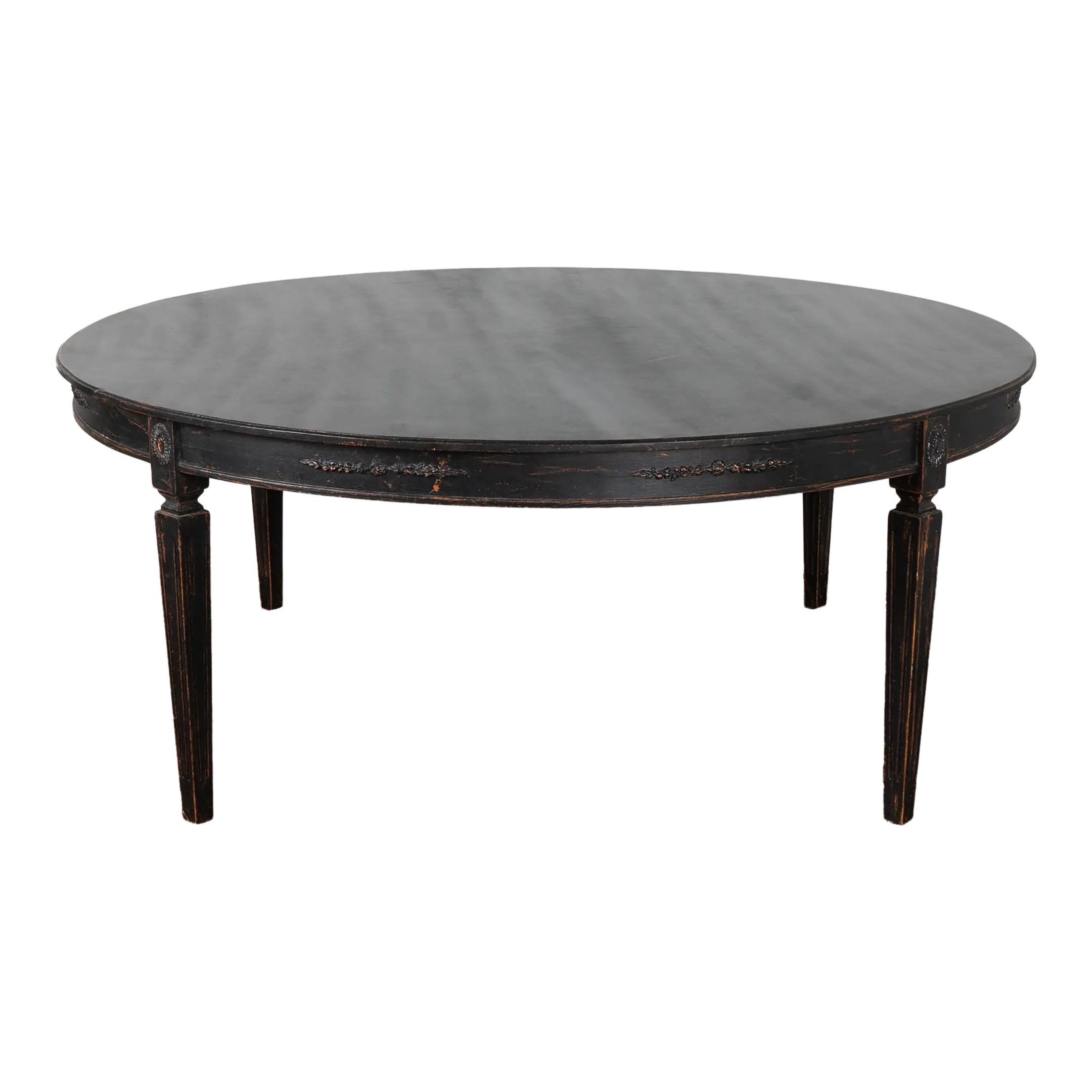 Large Round Swedish Black Dining Table, Reproduction | Chairish