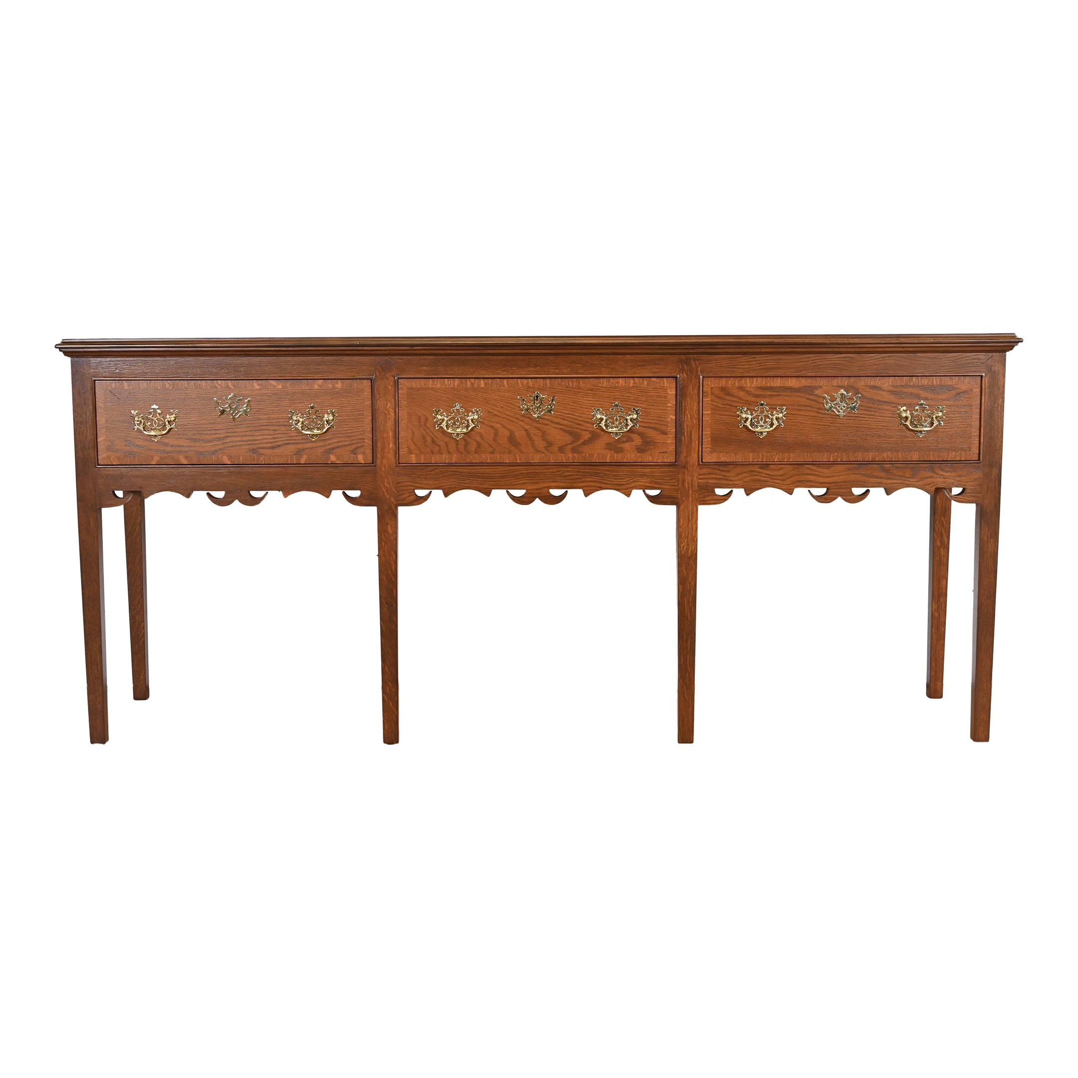 Baker Furniture English Georgian Banded Oak Sideboard, Newly Refinished ...