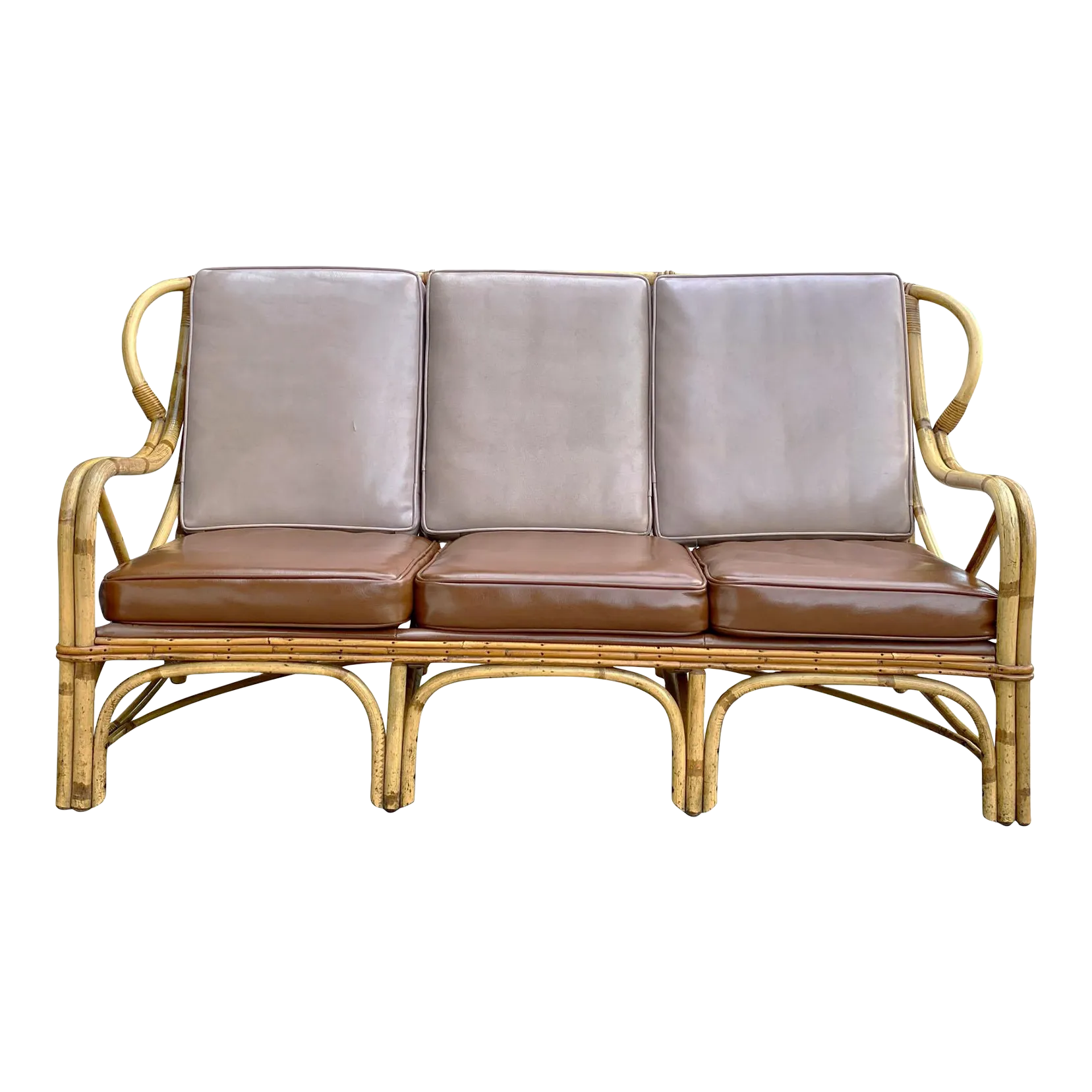 Vintage Hollywood Regency Boho Rattan Sculpted Settee Loveseat Sofa ...