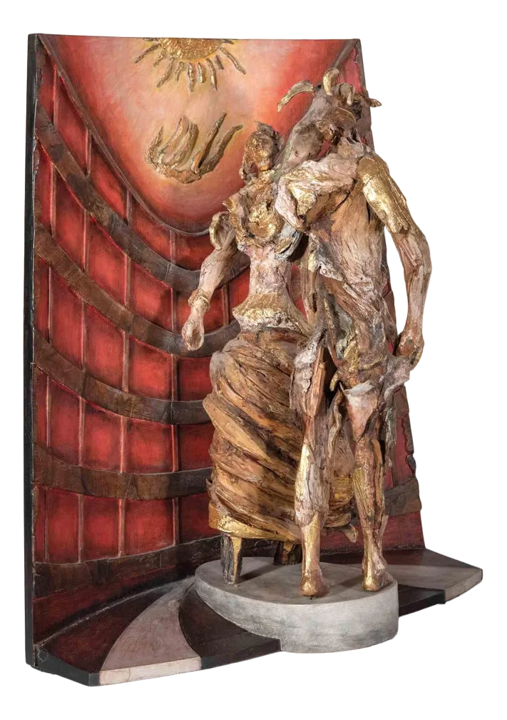 Lorenzo Serval, Theater of Icarus, 1999, Gold-Leaf & Wood Sculpture