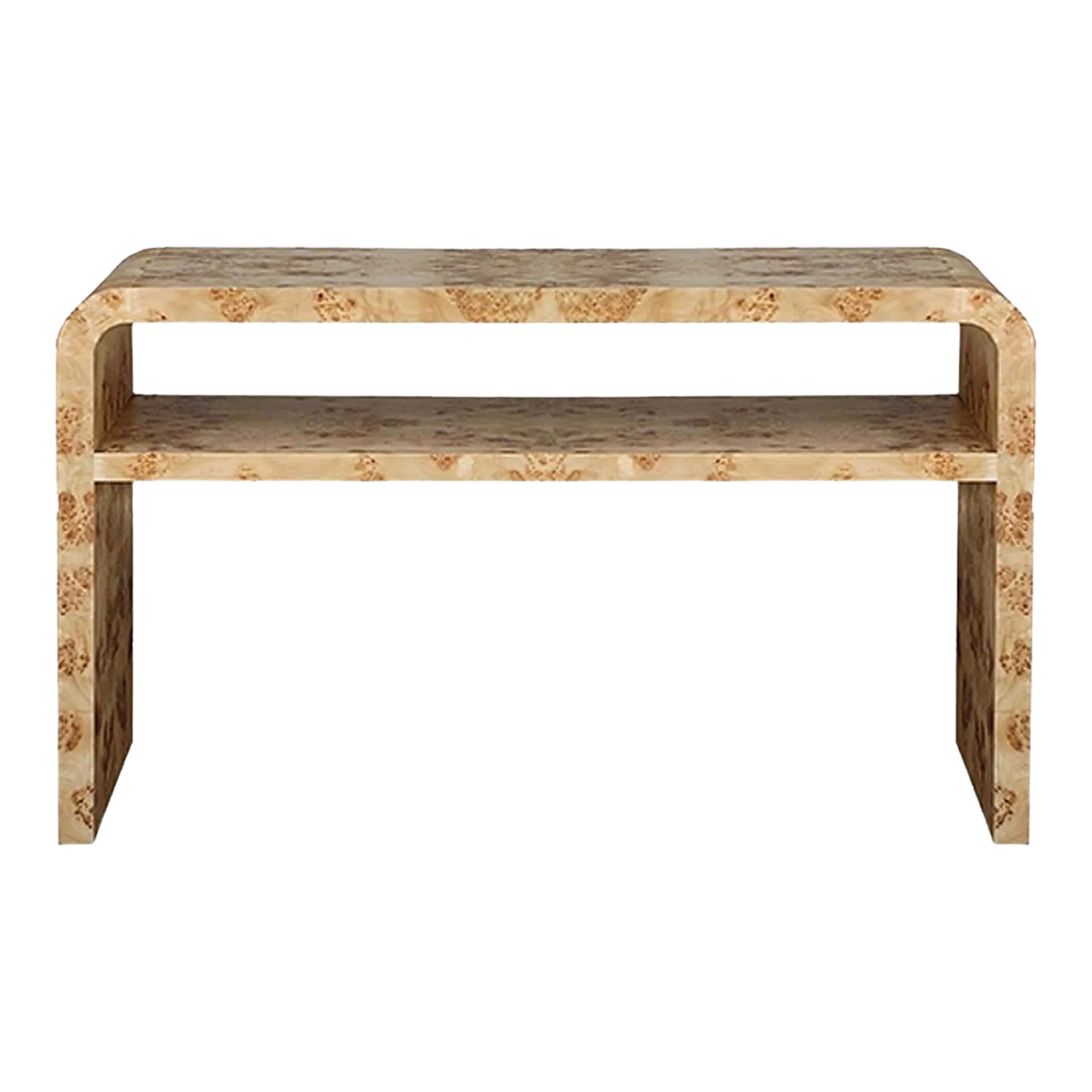 Matthew Izzo Home Light Burl Wood Waterfall Edge Two Tier Console Table ...