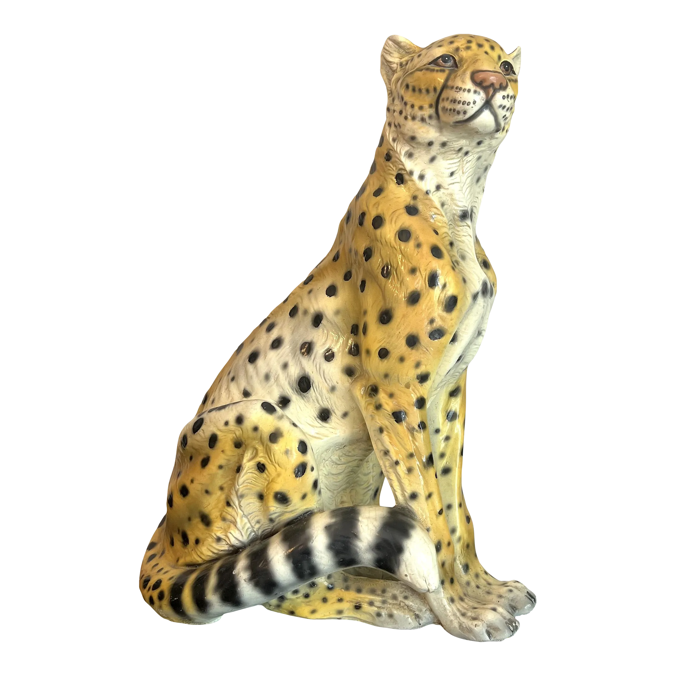1960's Life Size Earthenware Cheetah Floor Figure Italy | Chairish