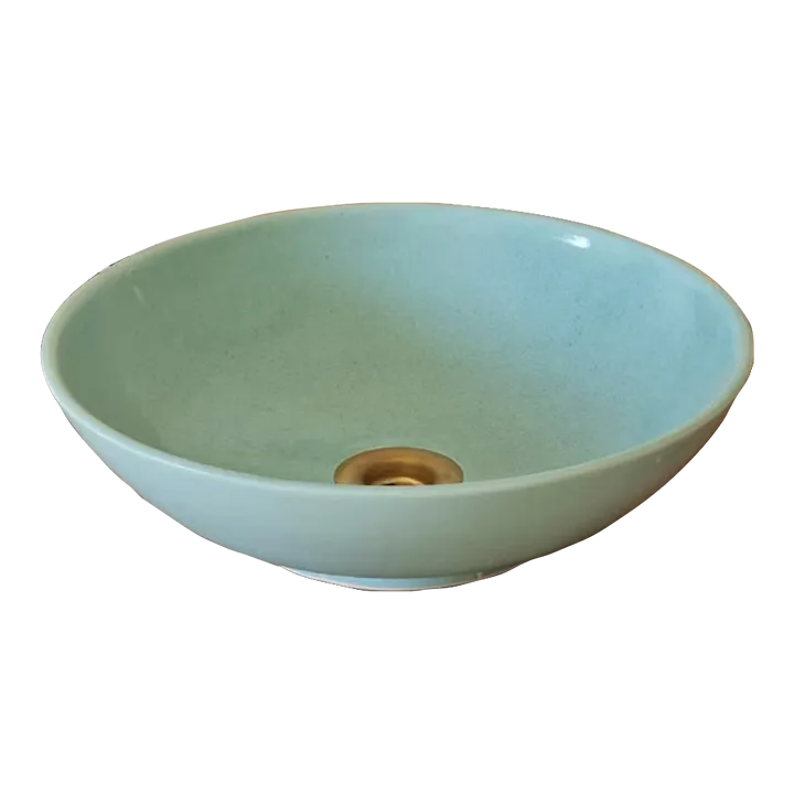 Contemporary Turquoise Bathroom Washbasin Sink | Chairish