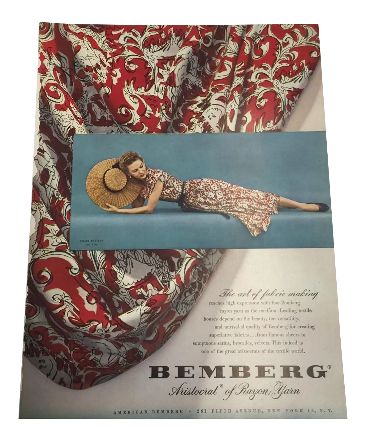 1948 Bemberg Rayon Yarn Ad Print | Chairish