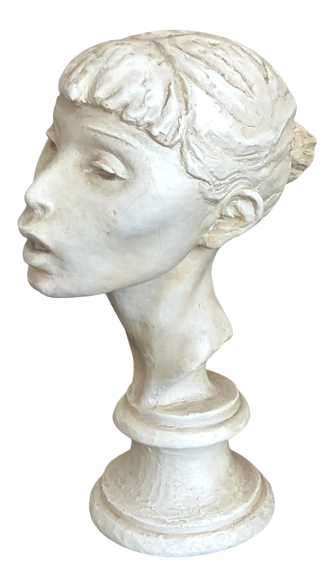 Vintage Plaster Bust of a Young Woman | Chairish