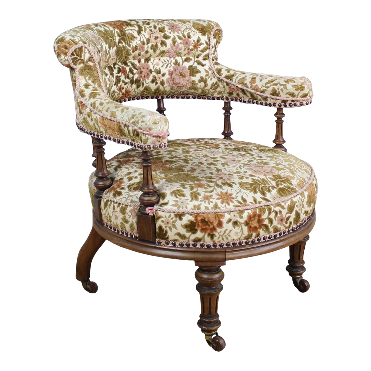 19th Century Walnut Frame Easy Chair | Chairish