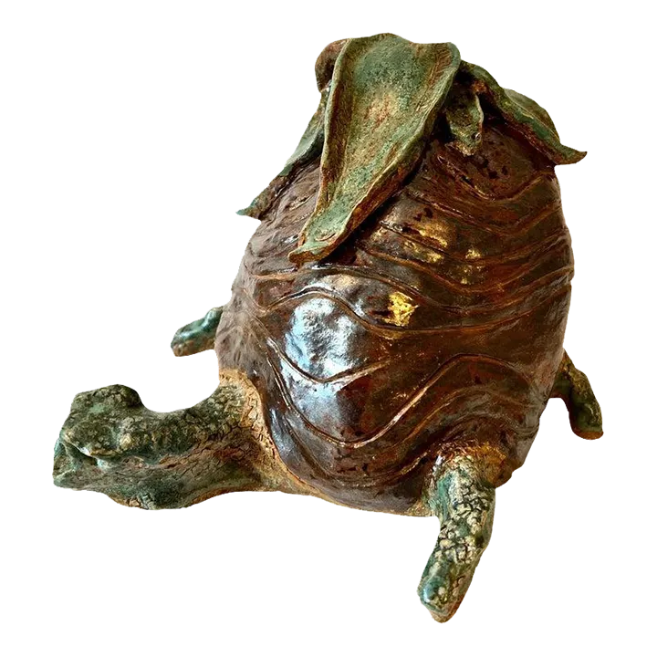 Terracotta Studio Pottery Turtle Doorstop Sculpture | Chairish