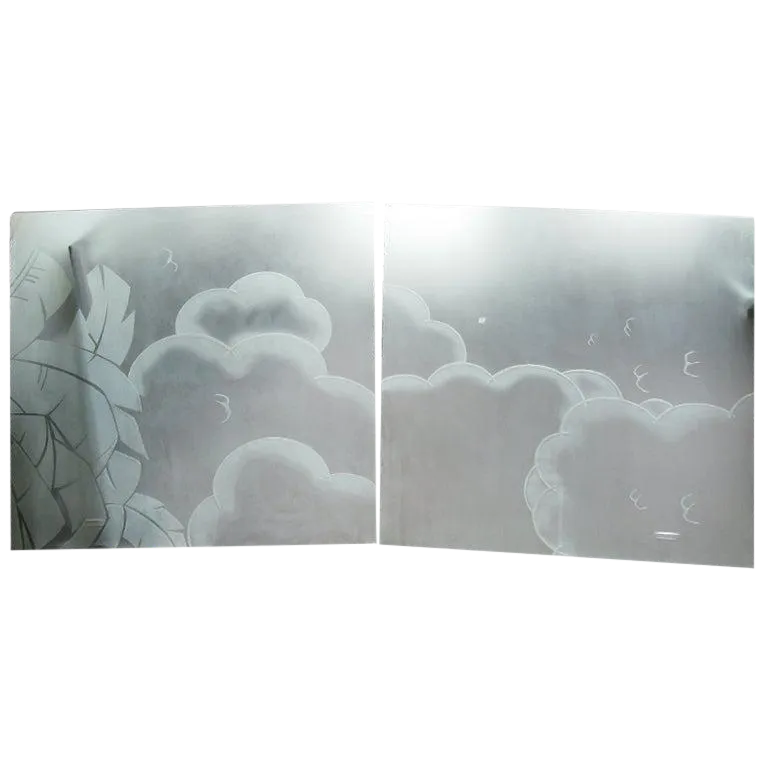 French Art Deco Architectural Etched Glass Cloud Panels - a Pair | Chairish