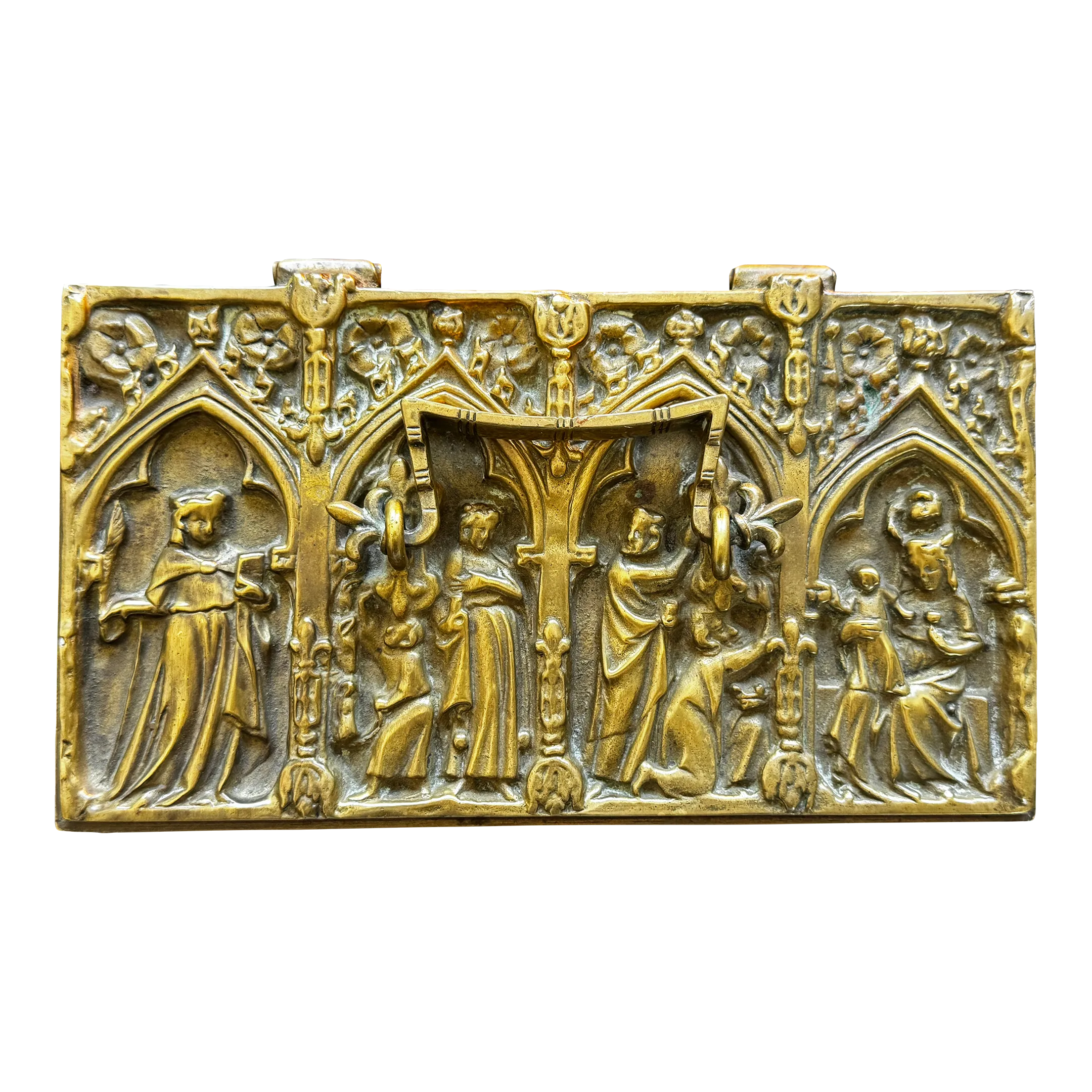 17th Century Gothic Style Bronze Reliquary Box With Repousse Figures ...