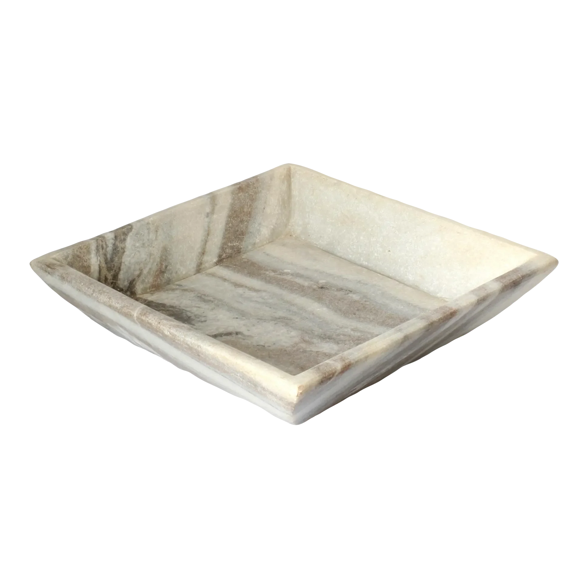 Honed Natural Marble Square Bowl | Chairish
