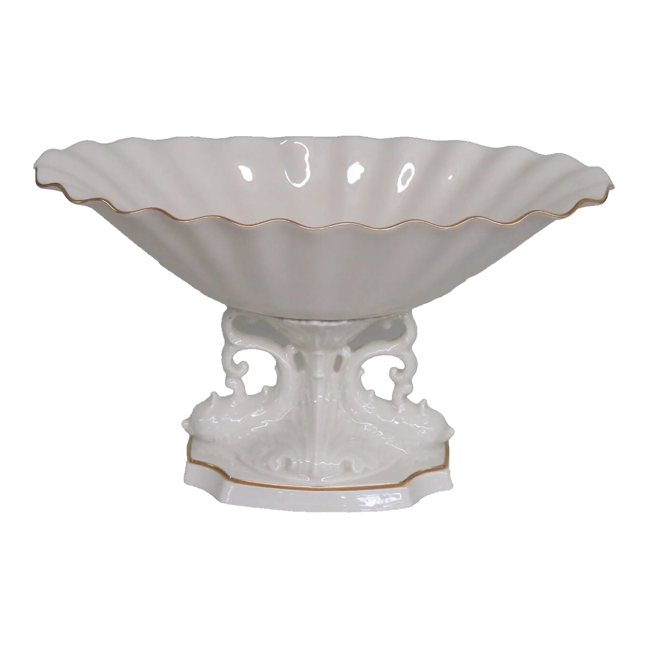 Lenox Aquarius Collection Dolphin Footed Centerpiece Bowl | Chairish