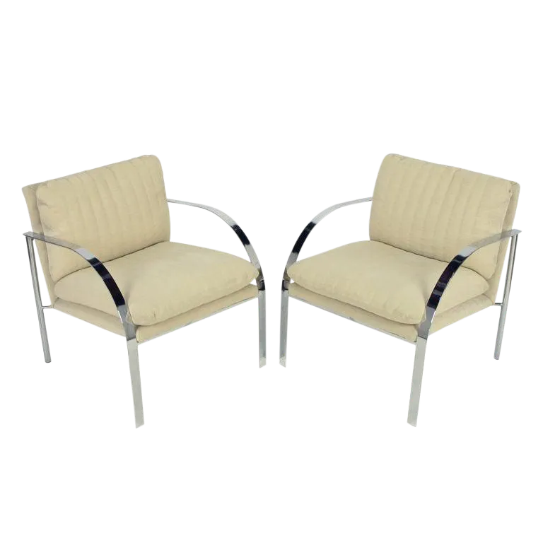 Paul Tuttle Inspired Chrome Arm Chairs - a Pair | Chairish