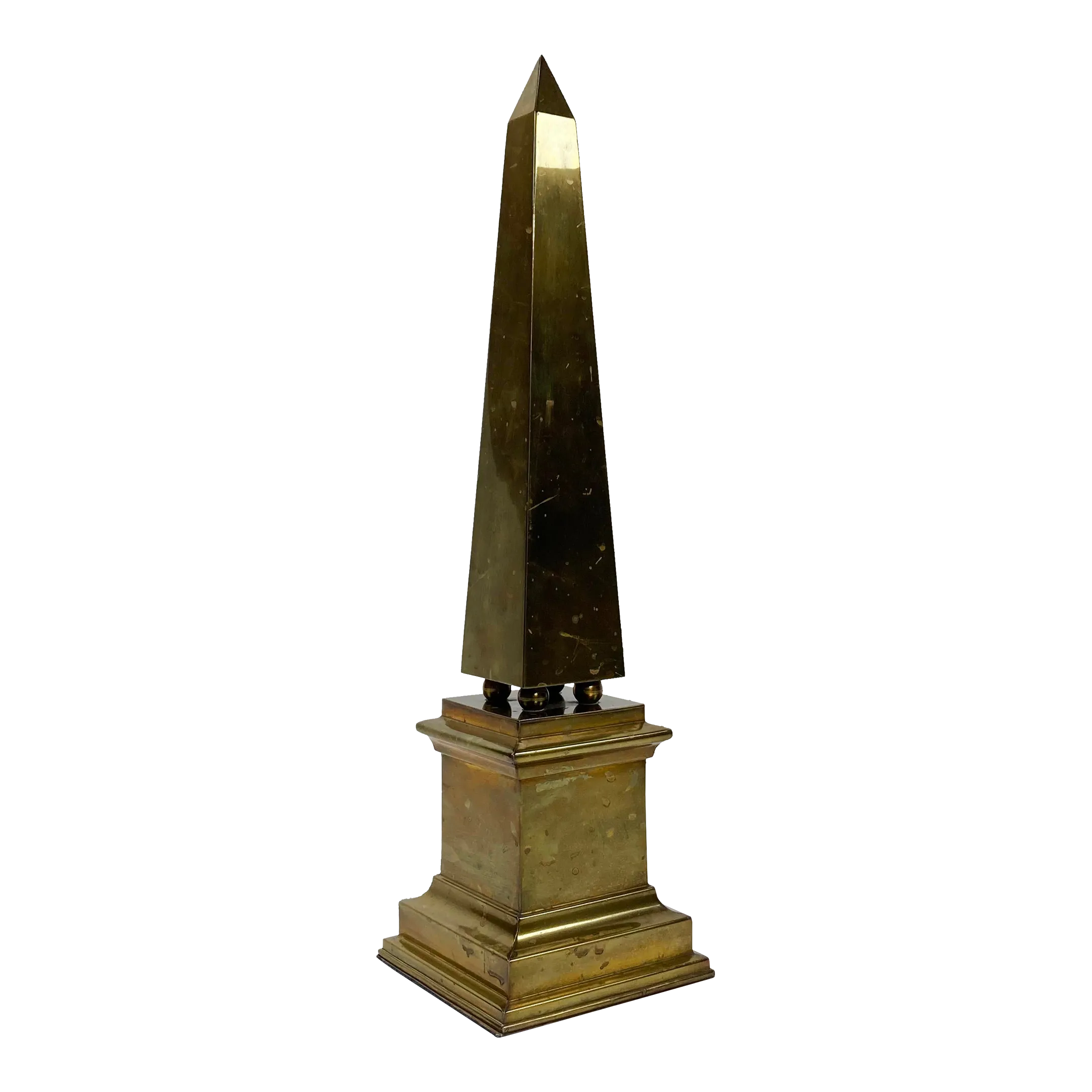 Vintage Large 20th Century Brass Obelisk | Chairish