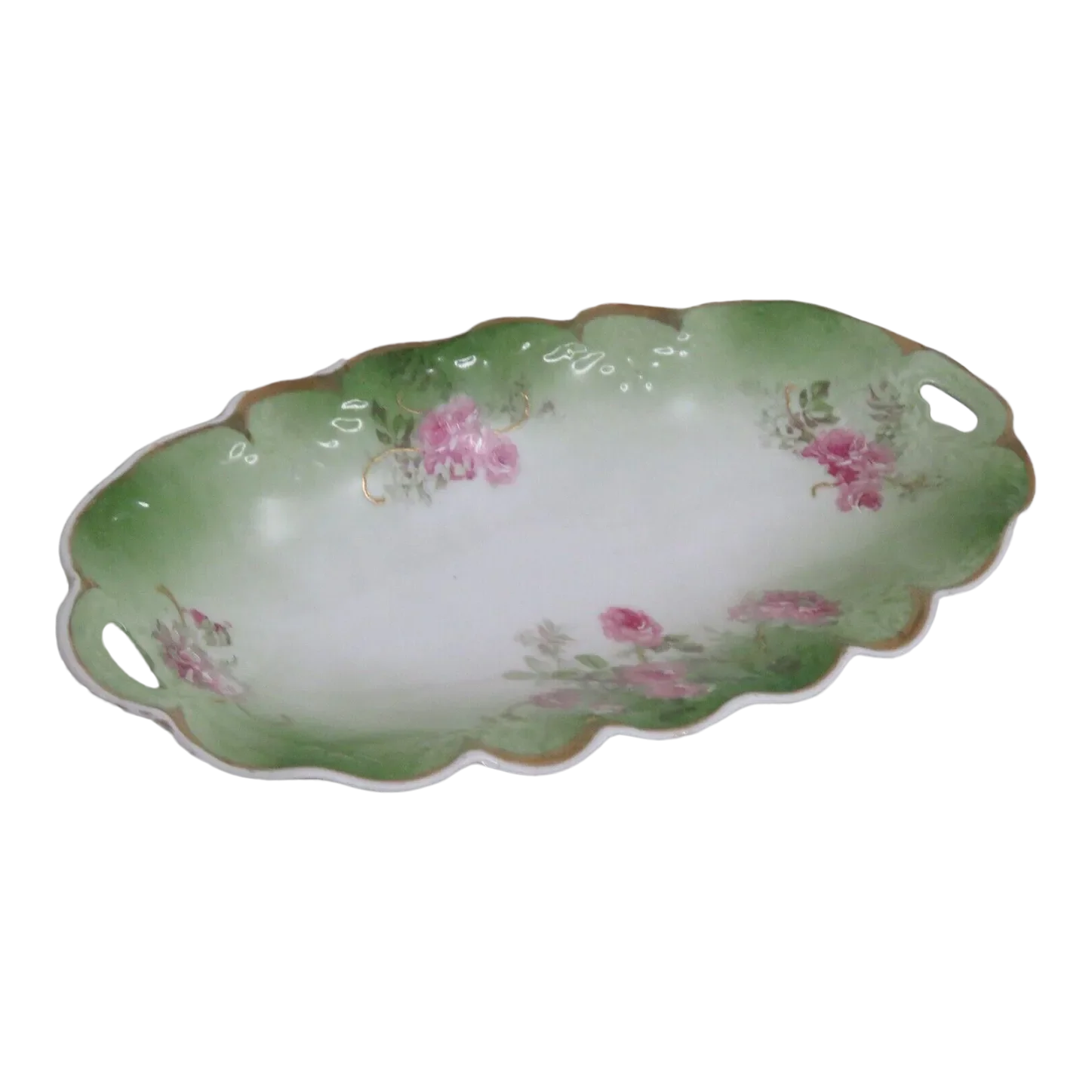 Bavaria Germany Porcelain Floral Pink Roses Serving Tray Dish With ...