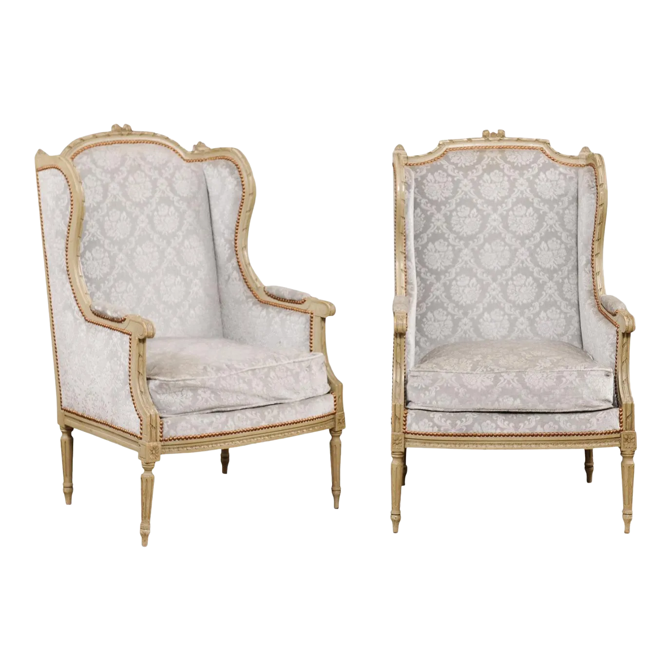 Early 1900s French Louis XVI Style Bergères À Oreilles with Carved ...