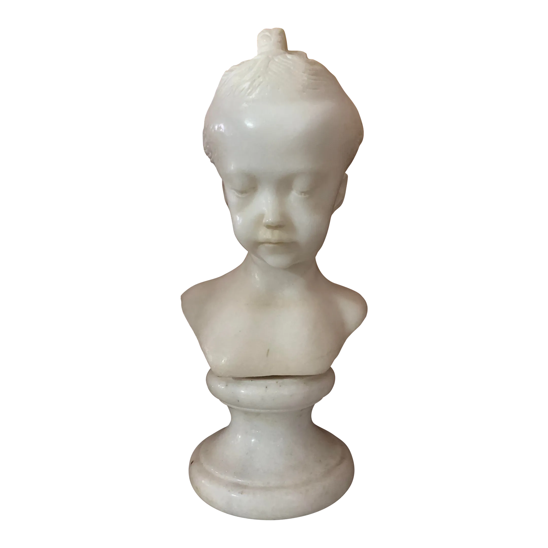 Antique Carved Marble Bust of a Young Girl | Chairish