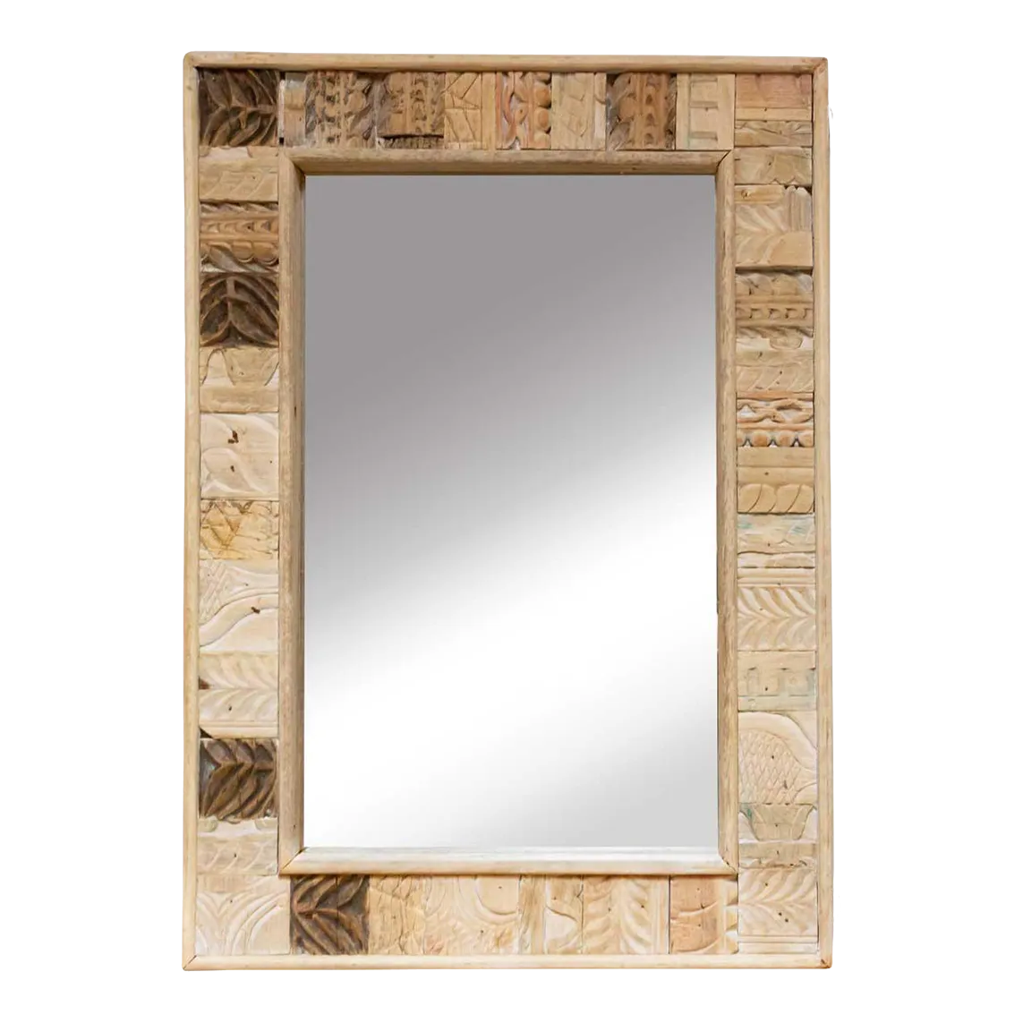 Vintage Tribal Carved Wall Mirror | Chairish