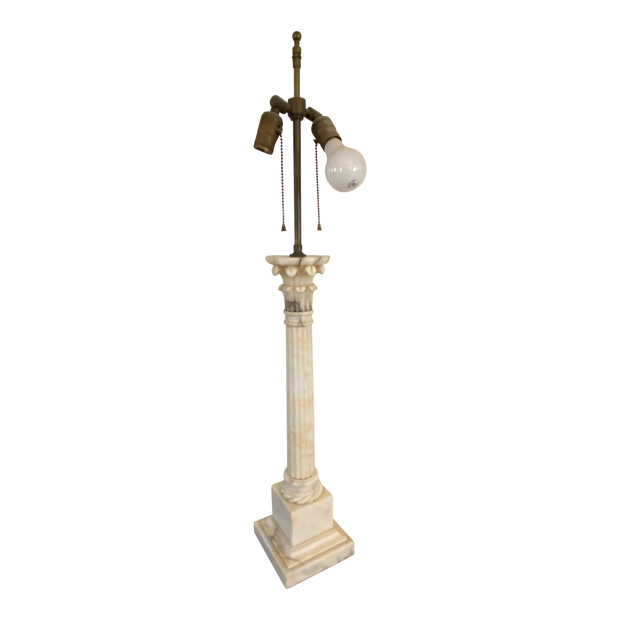 Early 20th Century Italian Marble Neoclassical Column Lamp | Chairish