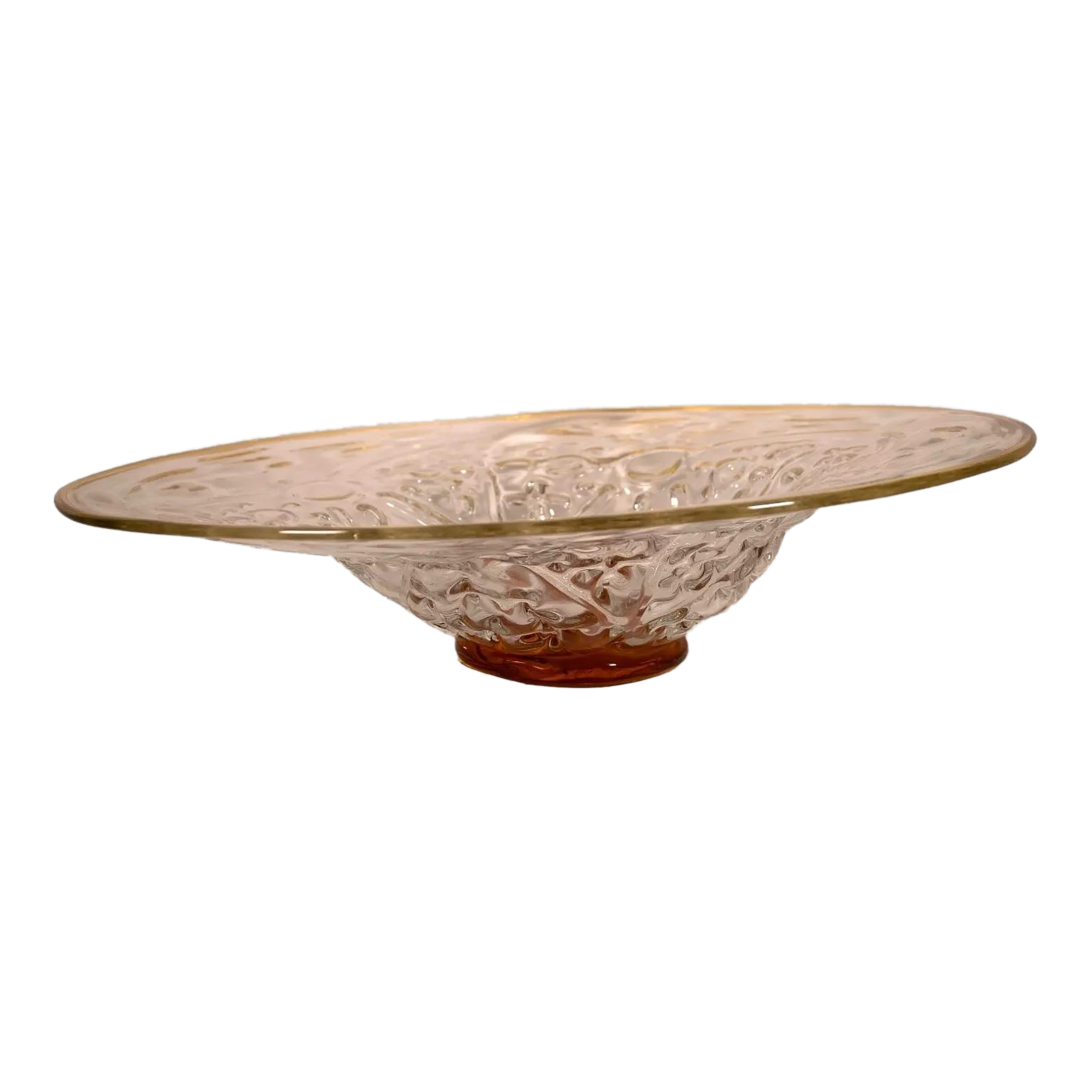 Hank Adams for Blenko Topaz and Crystal Bowl Model 9427 Mid Century ...