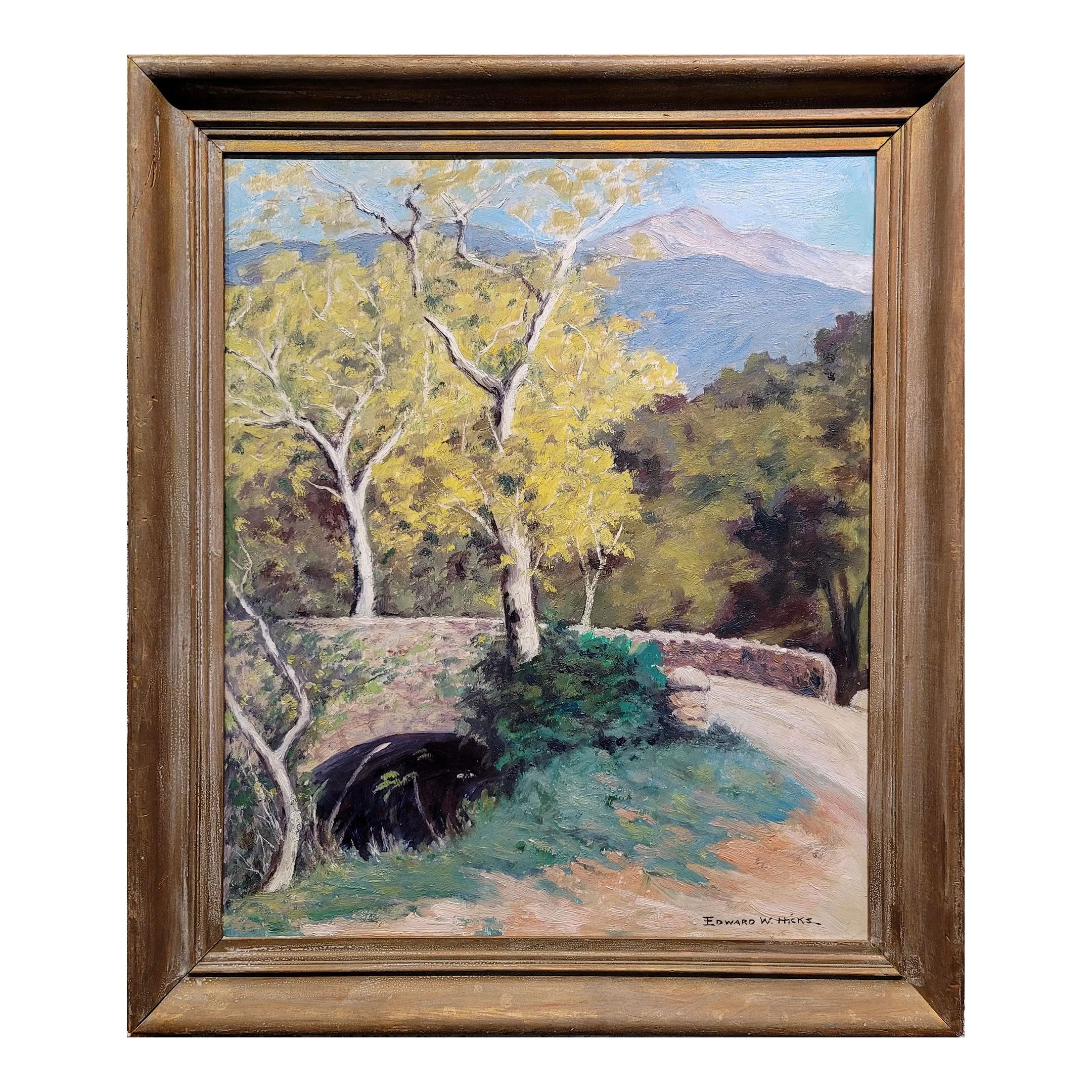 Edward Hicks -The Bridge at Coyote Creek-California Impressionist Oil ...