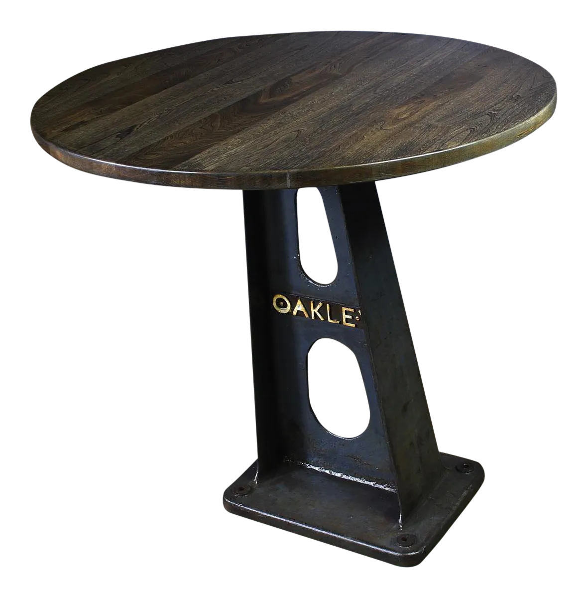 1930s Vintage Cast Iron Machine Base Oak Pub Table | Chairish
