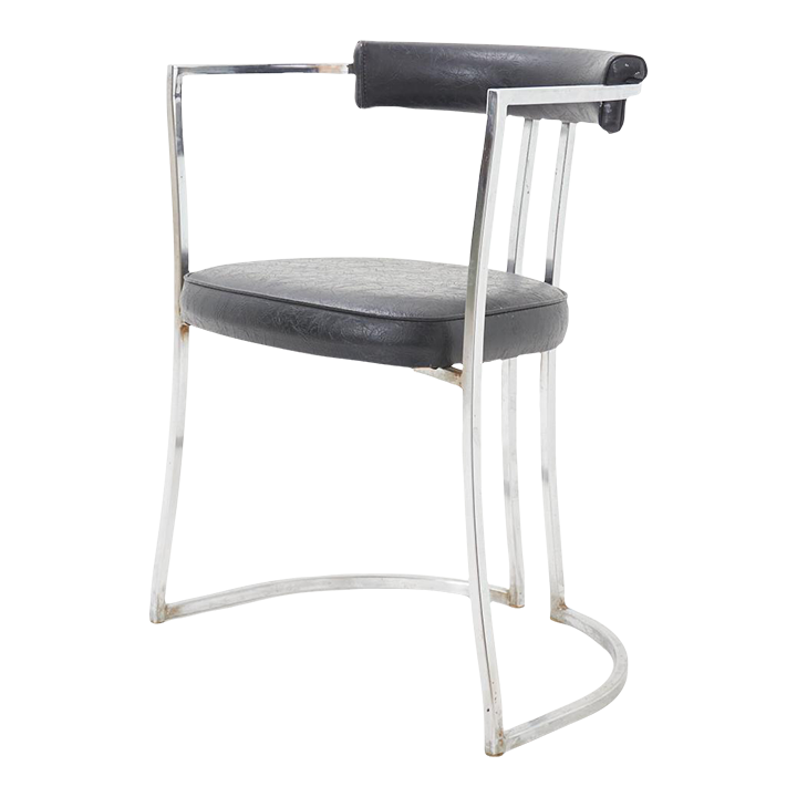 Barrel Back Vinyl Arm Chair, 1970s | Chairish