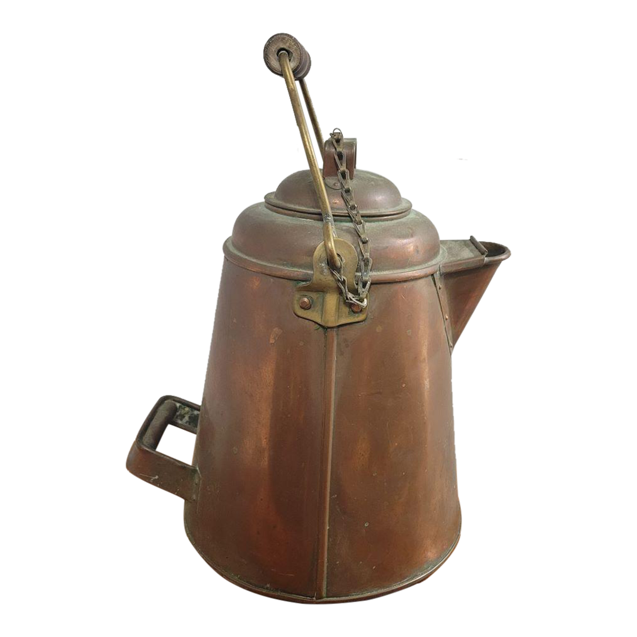 Antique Primitive Copper Coffee Kettle Campfire Pot | Chairish