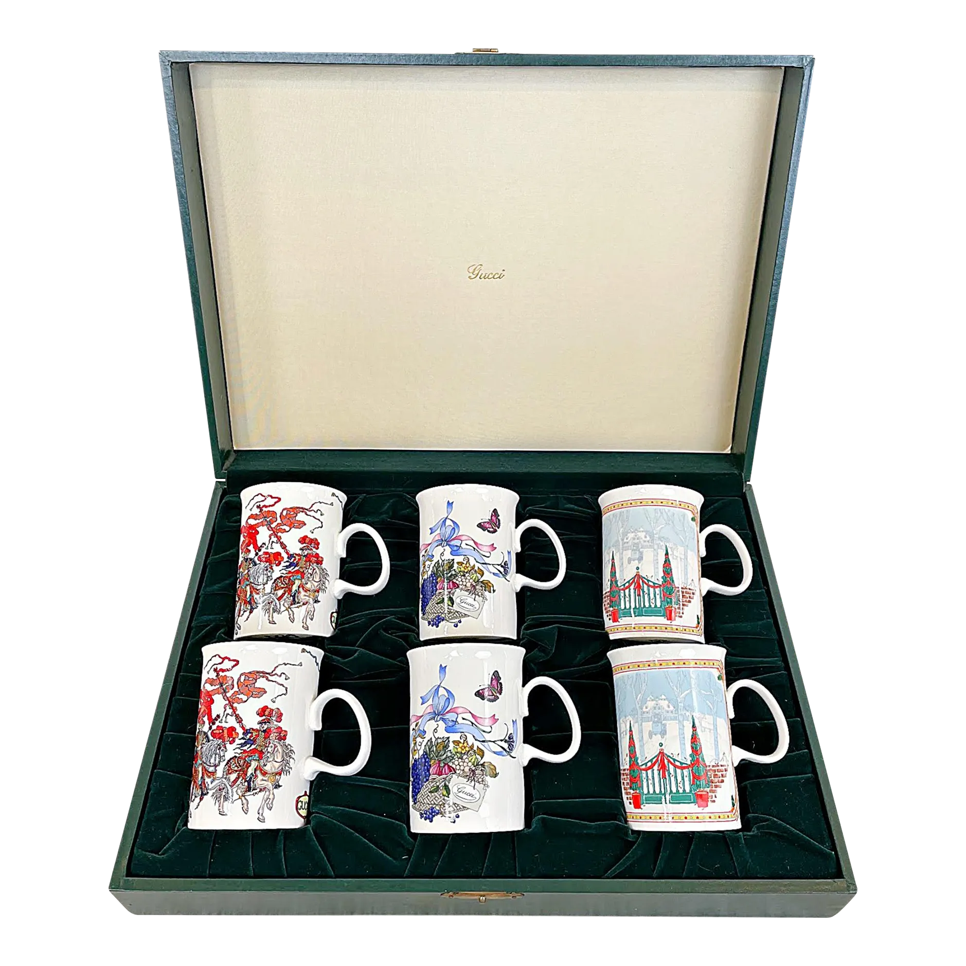 Contemporary Gucci Bone China Coffee Cups in Box - Set of 6 | Chairish