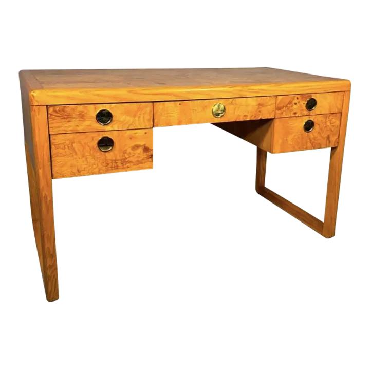 1960s Vintage Burl Wood Campaign Desk From Sligh Furniture | Chairish