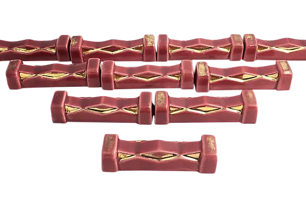 Art Deco Burgundy & Gold Knife Rests - Set of 10 | Chairish