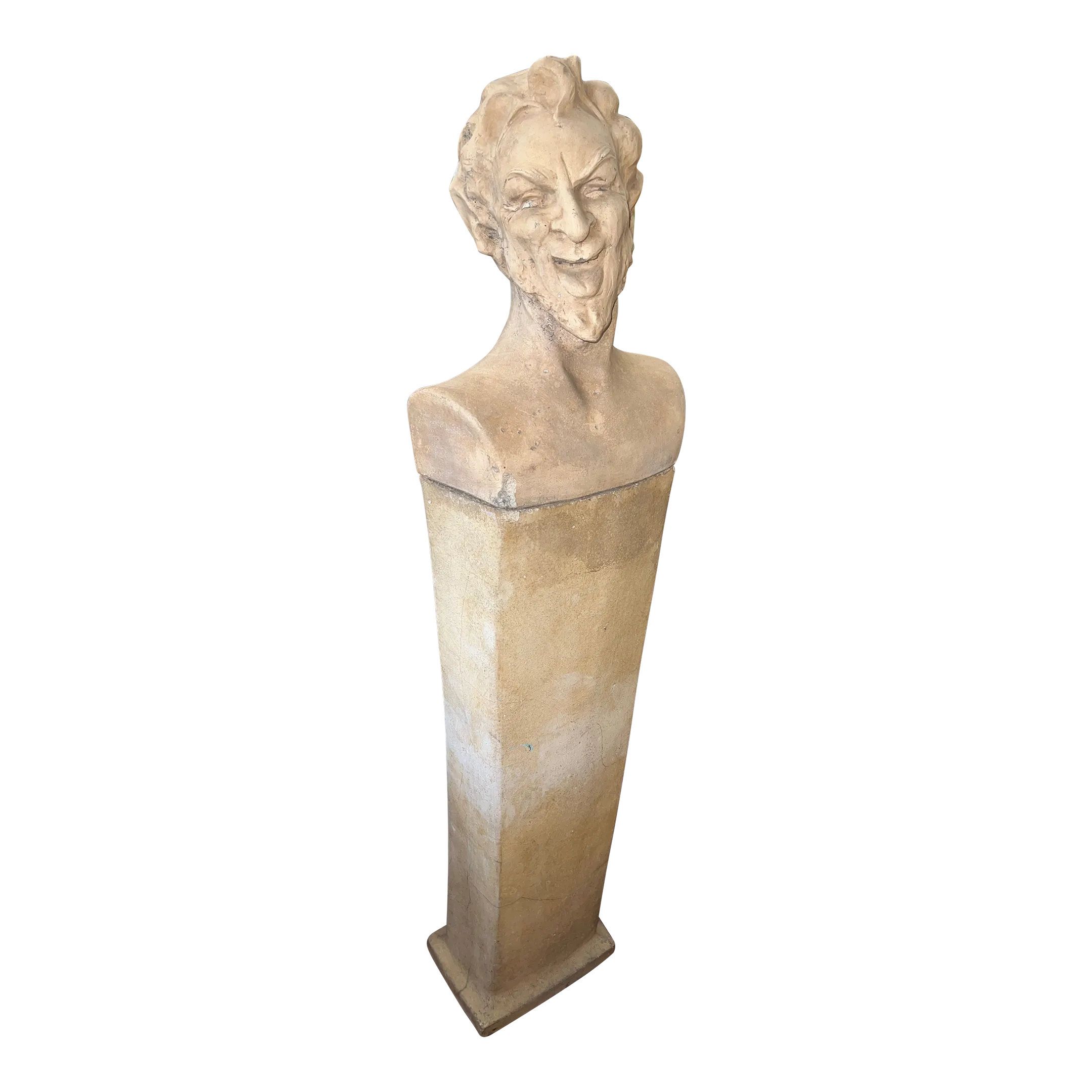 Antique Terra-Cotta Pedestal Bust of Satyr God by Italian Terra-Cotta ...